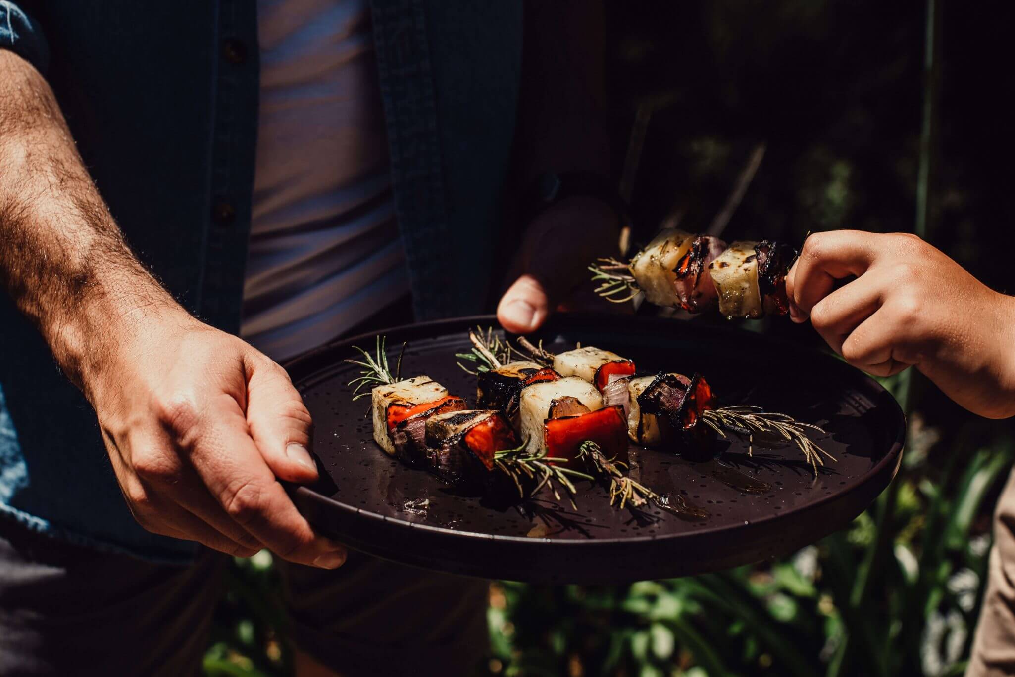 Scorpion Potato and Blackjack Onion Rosemary Skewers - Mitolo Family Farms